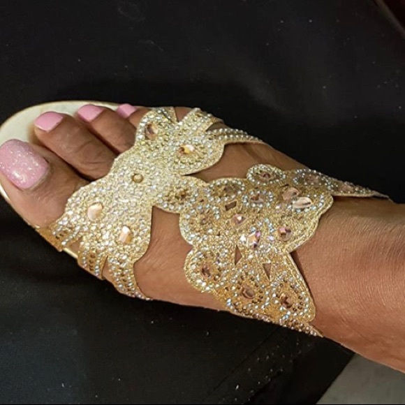 Shoes | Nwt Crystal Rhinestone Peacock Patterned Handmade Sandals ...